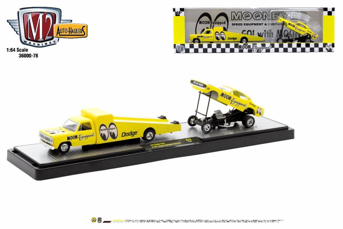 1974 Dodge ramp truck & 1971 Challenger Funny Car – Mooneyes – Pmc Diecast